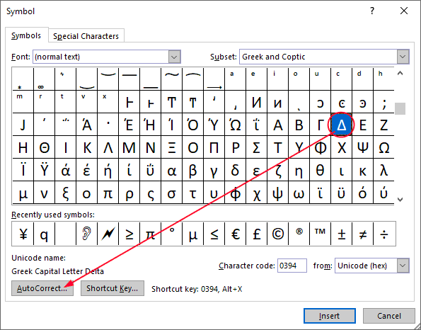 How To Type The Delta Symbol In Word including Shortcut 