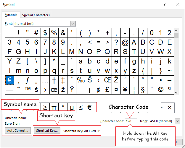 Word Symbols Chart