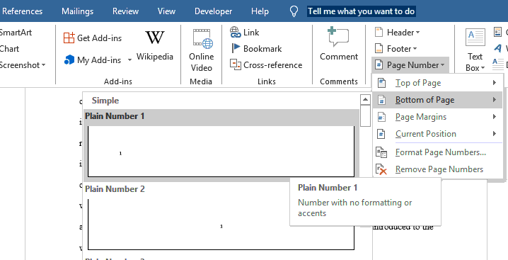 Word Next Page Number