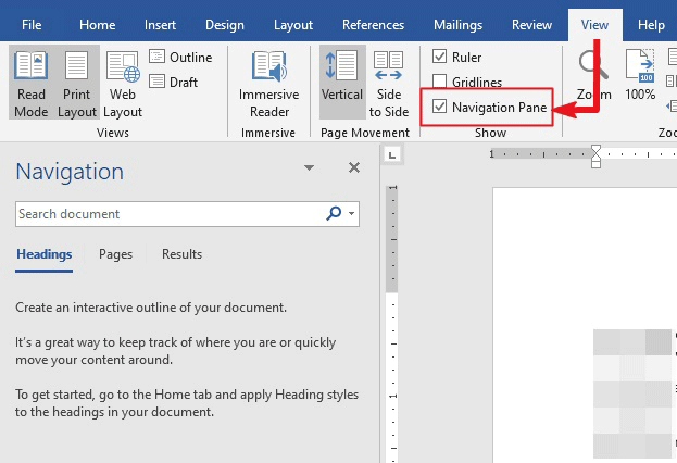 Navigation Pane In Word Working With Headings Pages And Search Results Software Accountant