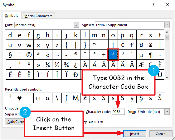 How To Put 2 Squared In Word