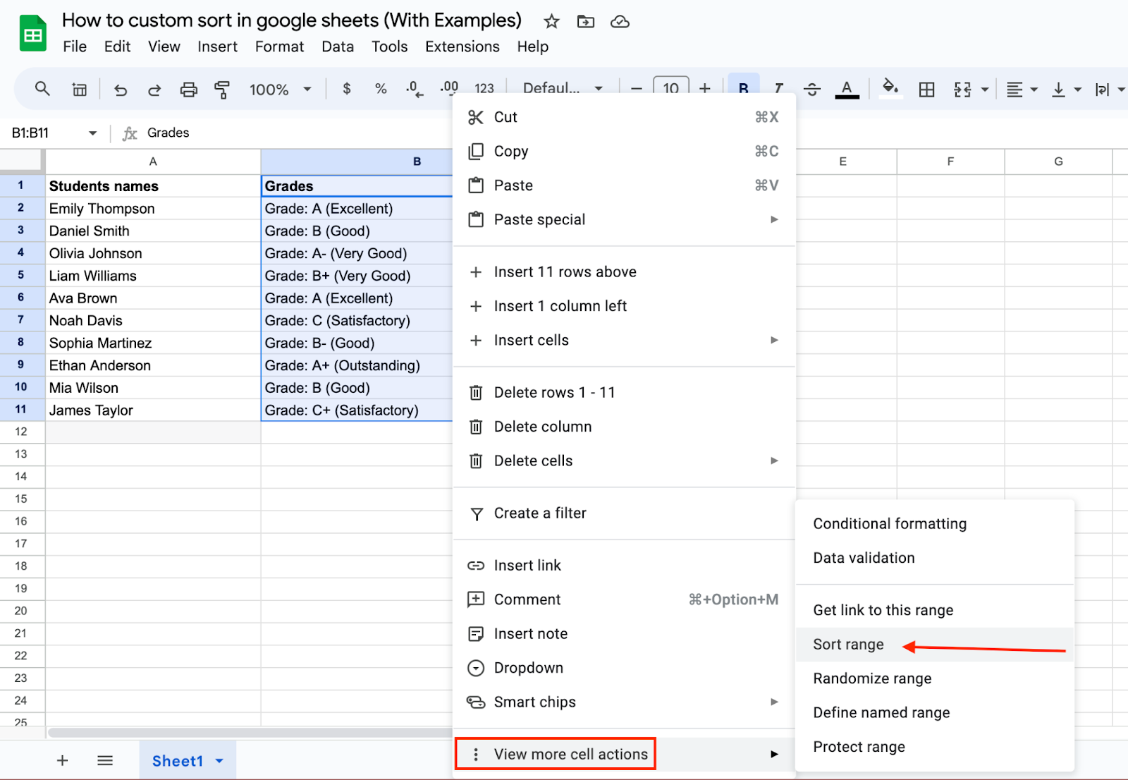 How To Custom Sort In Google Sheets With Examples 