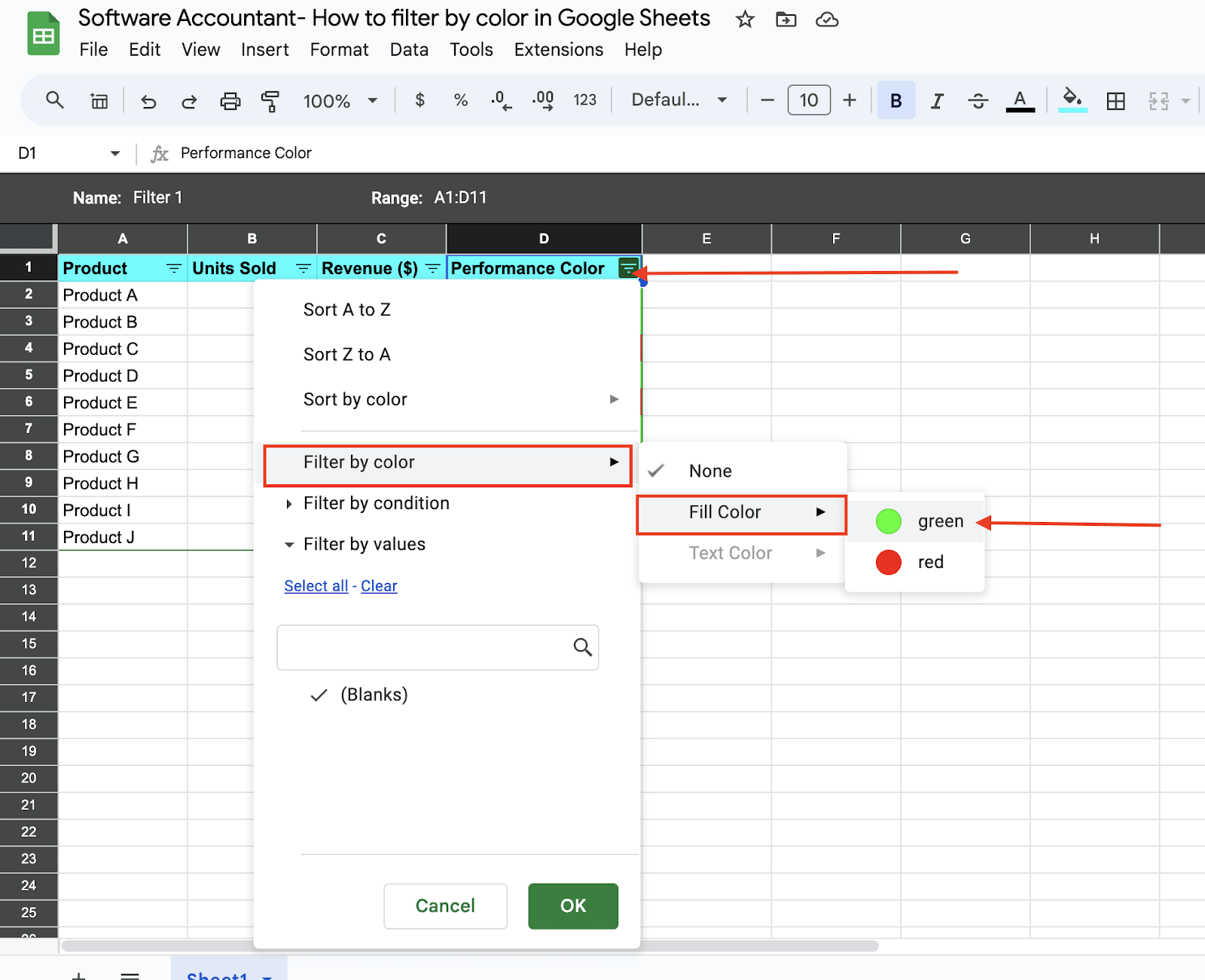  How To Filter By Color In Google Sheets 