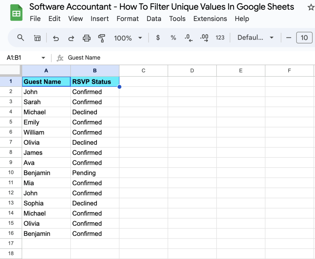 How To Filter Unique Values In Google Sheets