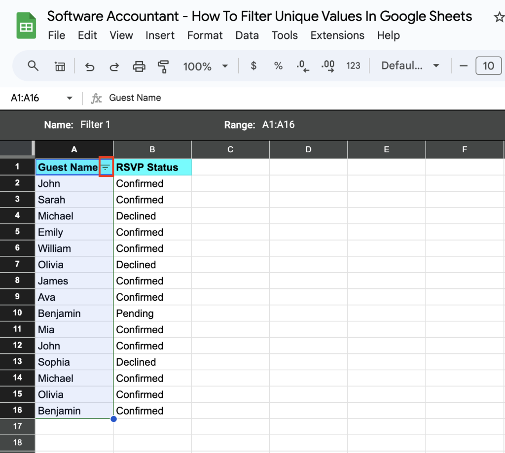 How To Filter Unique Values In Google Sheets