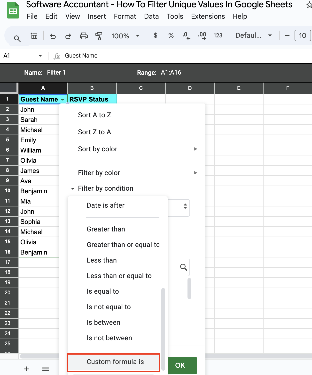 How To Filter Unique Values In Google Sheets